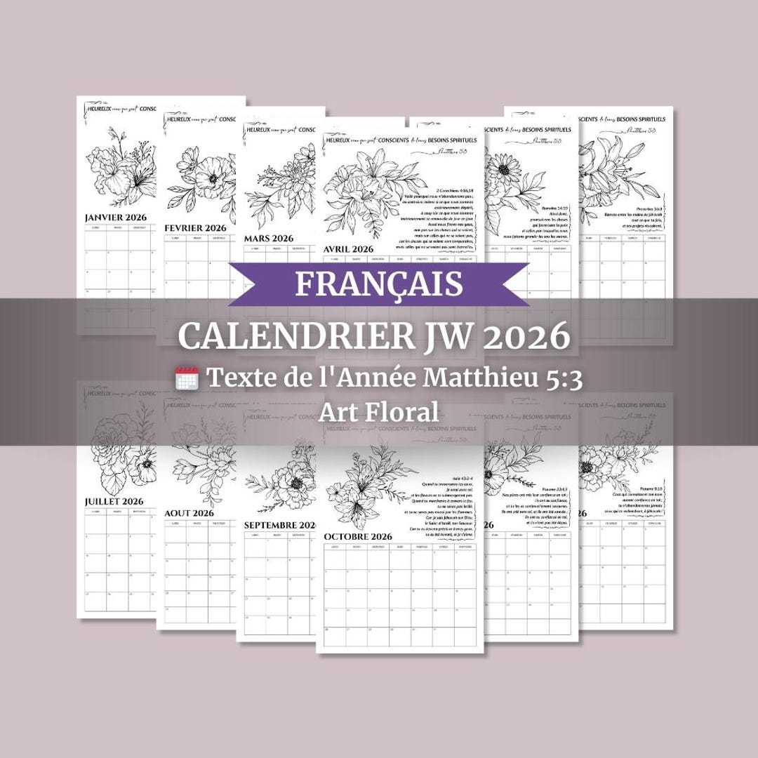 Printable Calendar JW TJ 2026 | Save Ink Black & White | Text of the ...