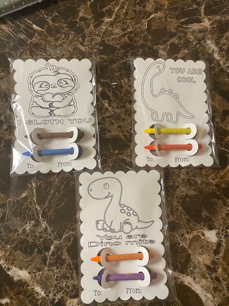 Valentine Coloring Cards Animal Coloring Card Valentines - Etsy