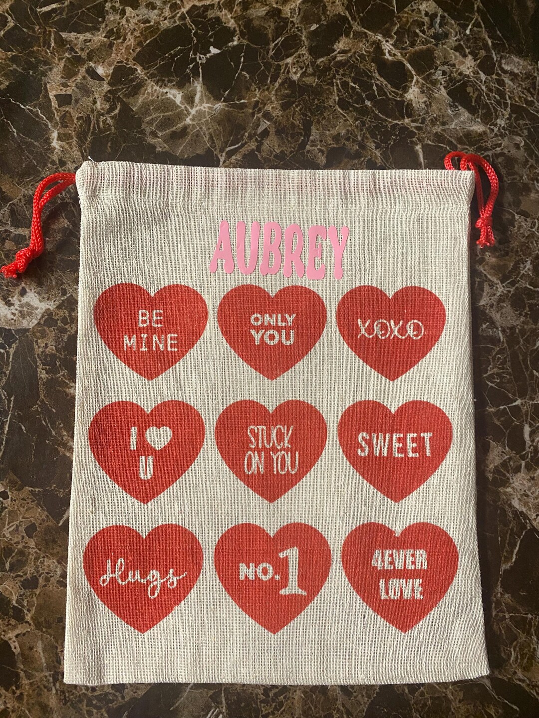 Personalized Travel Tic Tac Toe Bag, Heart Treat Bag, Valentine’s Day ...