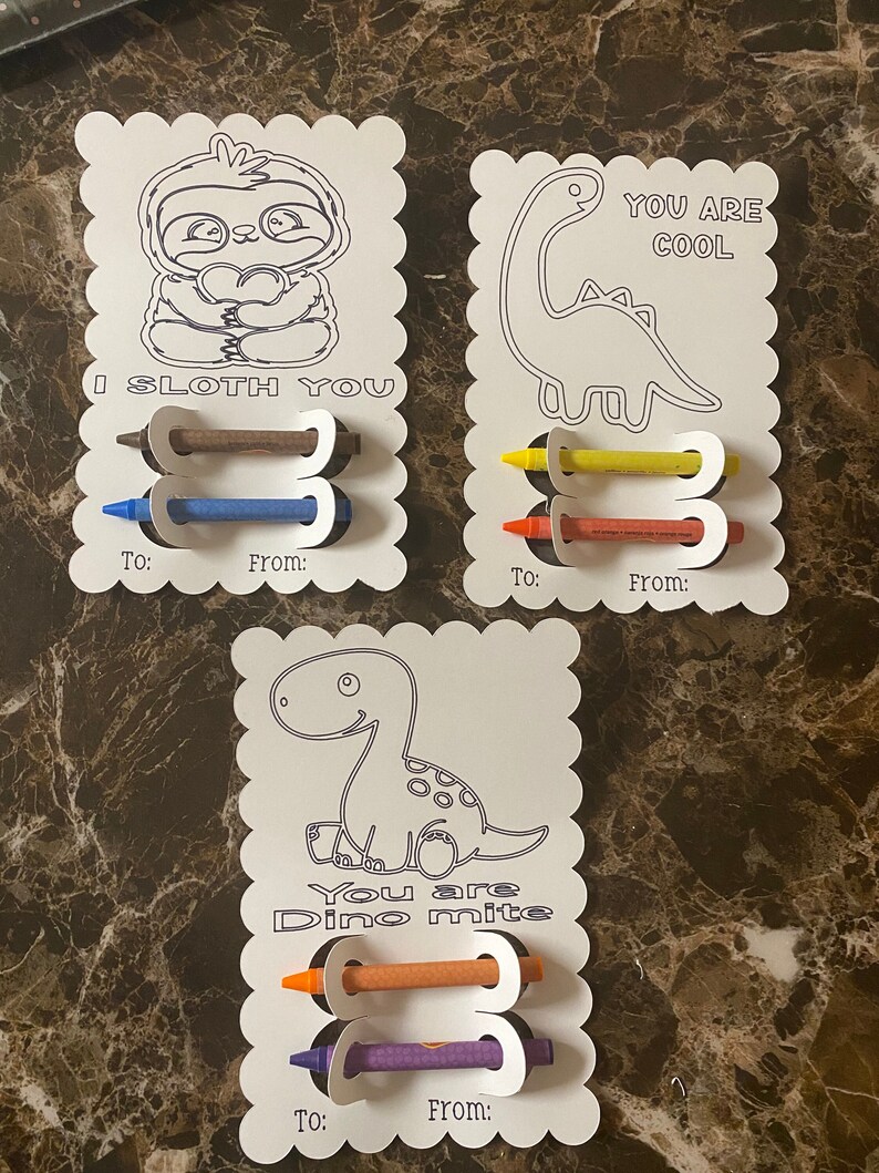 Valentine Coloring Cards Animal Coloring Card Valentines - Etsy