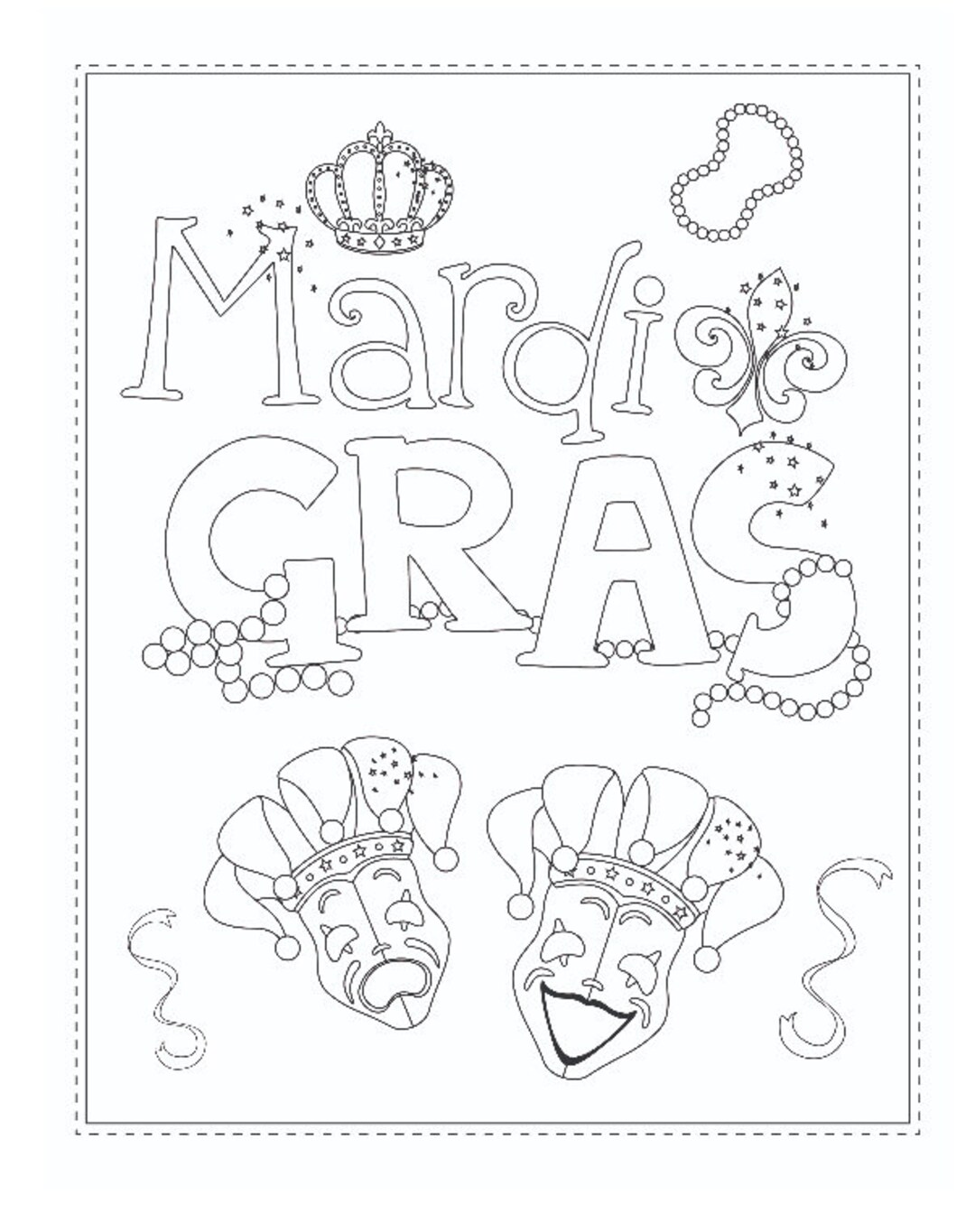 Mardi Gras Coloring Pages, Mardi Gras Party Favors, Mardi Gras ...