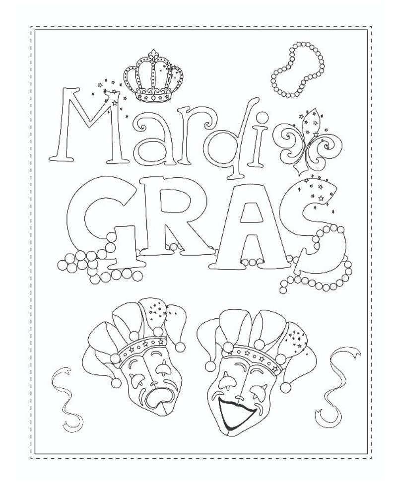 Mardi Gras Coloring Pages, Mardi Gras Party Favors, Mardi Gras ...