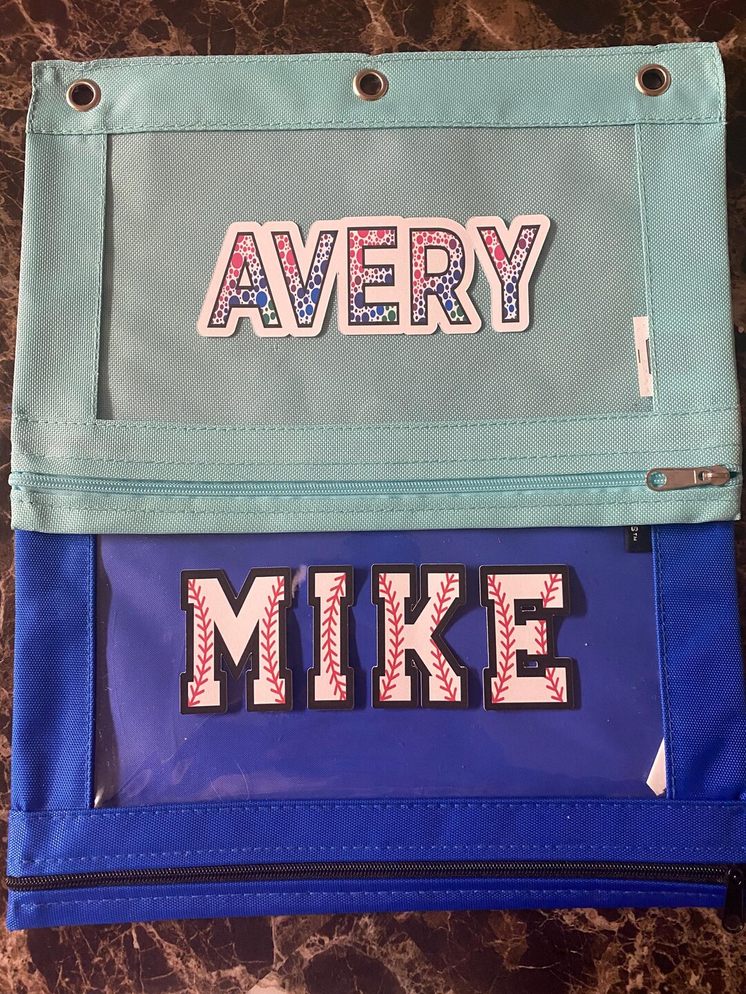 Personalized School Binder Pencil Pouch: Clear Window, 3-ring Oxford ...