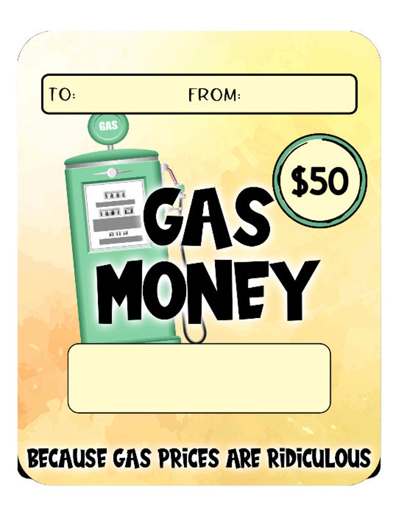 Gas Money Card Teenager Gift Card Fuel Money Card - Etsy