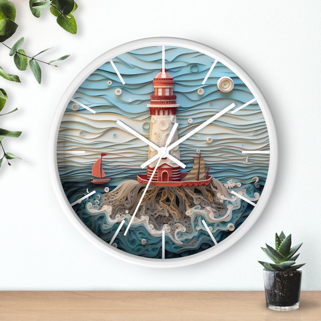 Lighthouse Wall Clock, Lighthouse Wall Decor, Lighthouse Gift, Beach ...