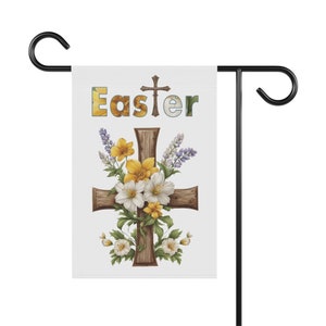 Easter Garden Flag, Cross Outdoor Decor, Easter Home Decor, Easter ...