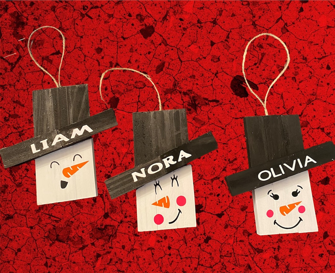 Hand Painted Personalized Wood Snowman Ornament: Mantle Decor - Etsy