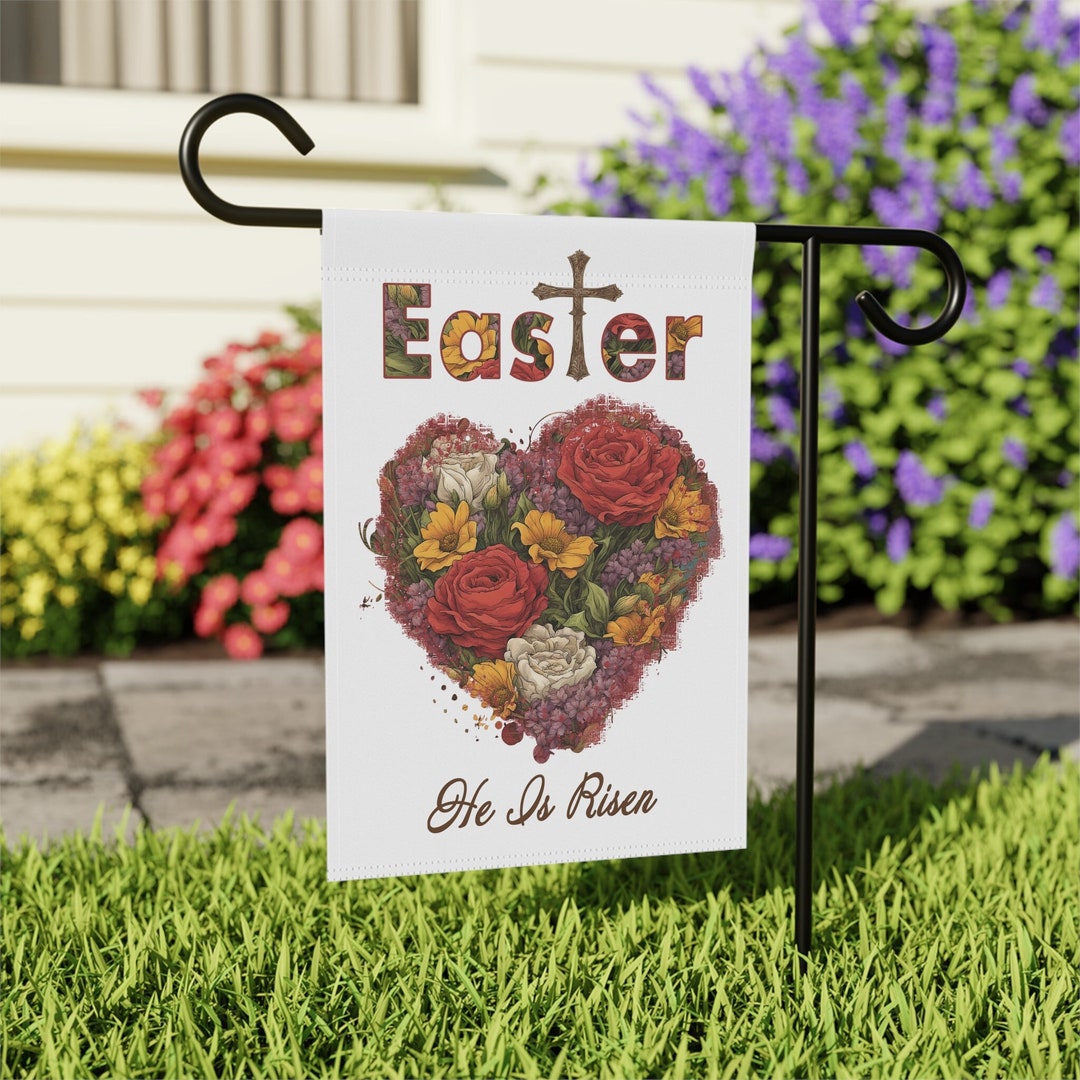 Easter Garden Flag, He is Risen Flag, Easter Gift, Outdoor Easter Decor ...