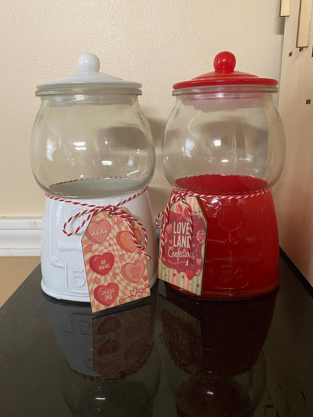 Valentine Glass Gumball Jar Machine Canister Gum Ball Decor Valentine's ...