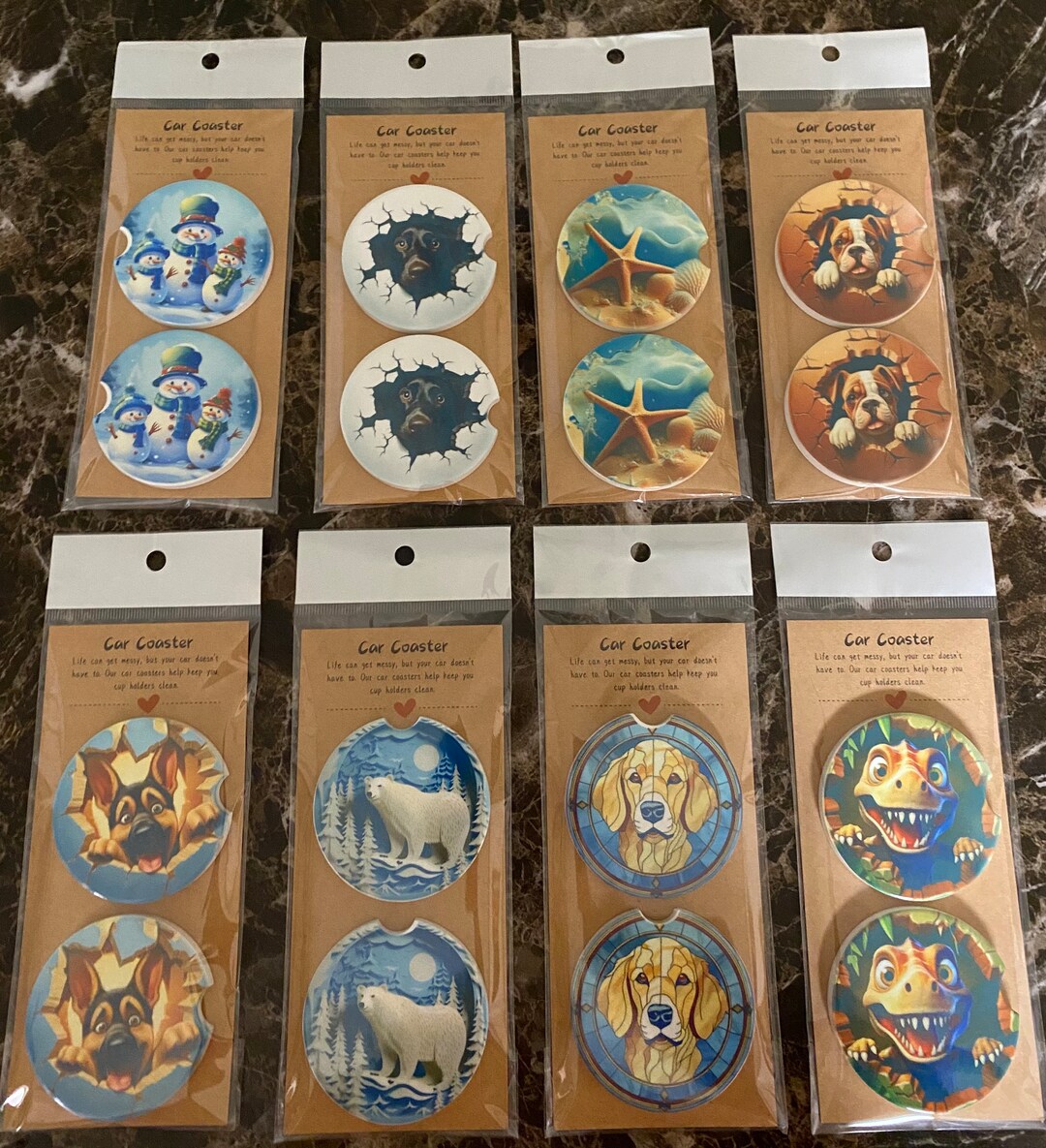 Car Coasters Ceramic Car Coasters Stocking Stuffers Gift for Mom Set of ...