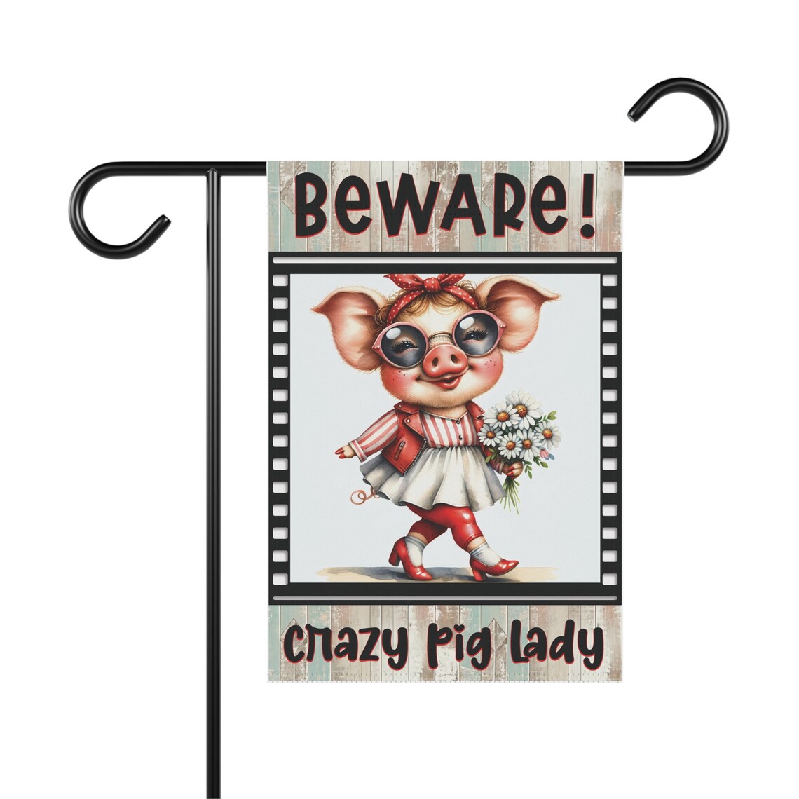 Beware Crazy Pig Lady Garden Flag, Pig Lover Decor, Farmhouse Yard Flag ...