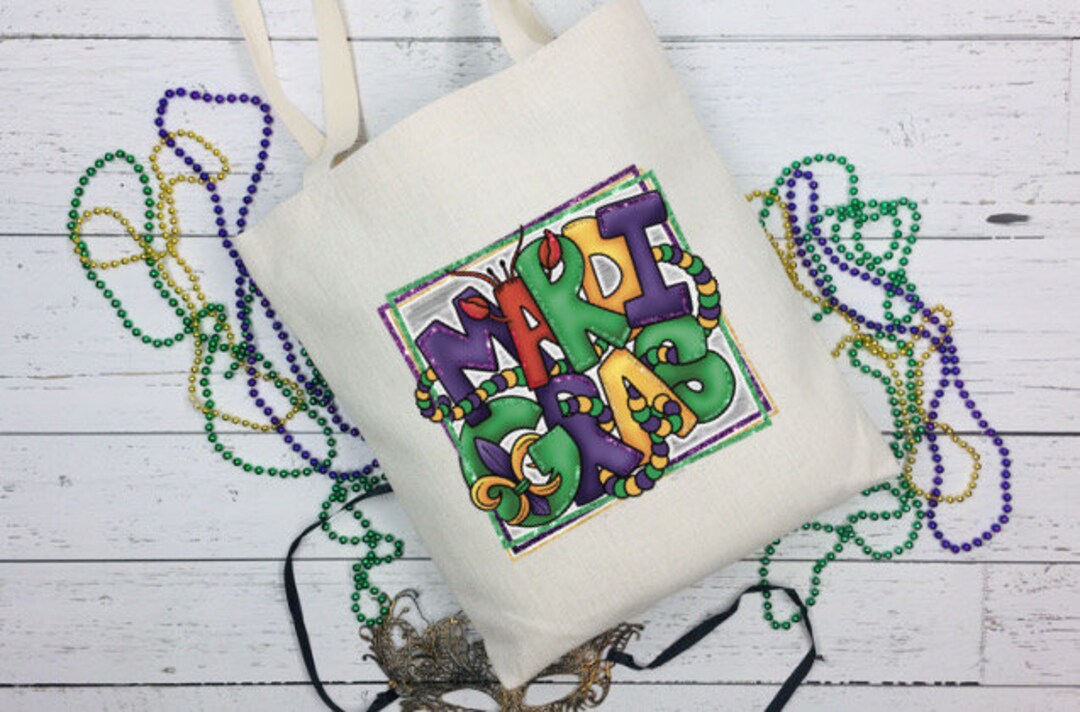 Mardi Gras Bead Bag, Mardi Gras Tote Bag, Mardi Gras Canvas Bag, Mardi ...