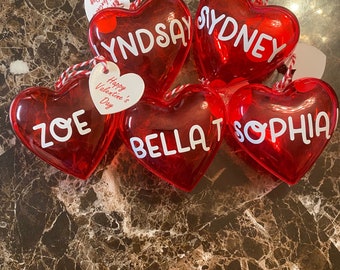 Personalized Plastic Heart Containers, Heart Candy Holder, Valentines ...