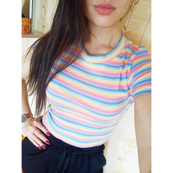 Rainbow Stripe Shirt - Etsy