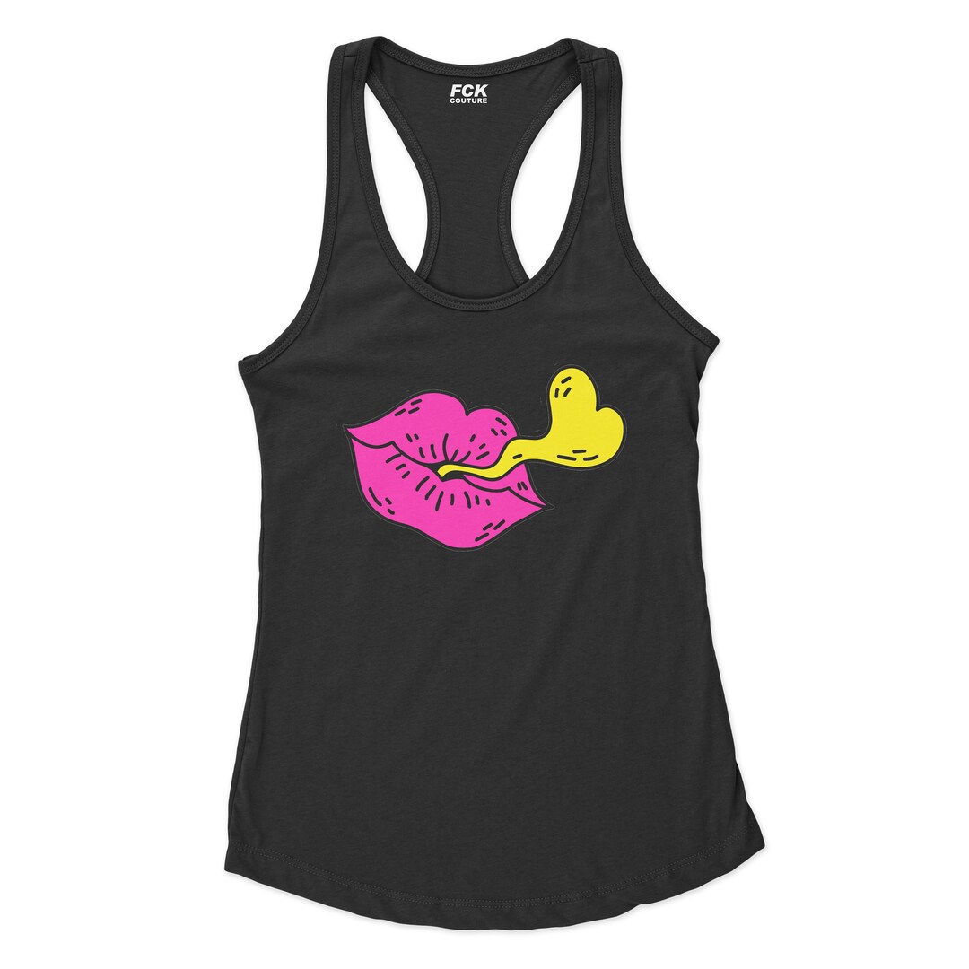 Ladies Rave Kiss Lips Tank - Etsy
