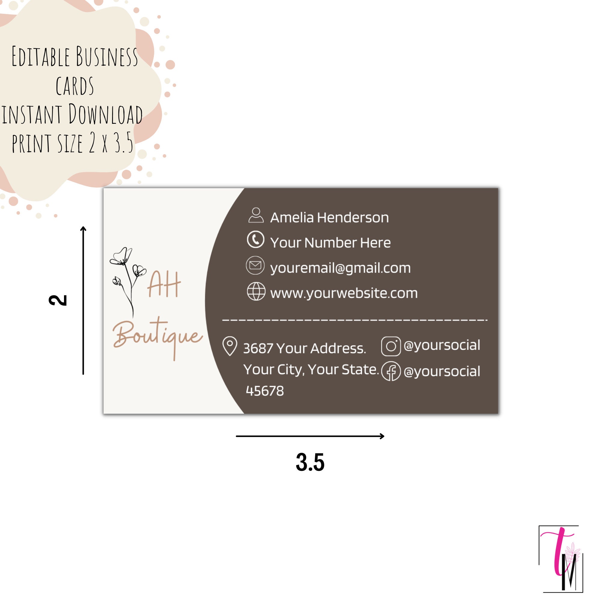 Neutral Business Card Elegant Business Card Editable Diy-template ...