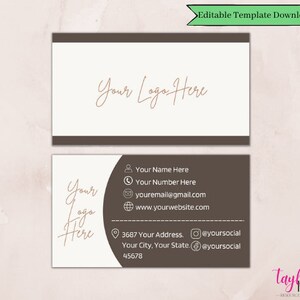 Neutral Business Card Elegant Business Card Editable Diy-template ...