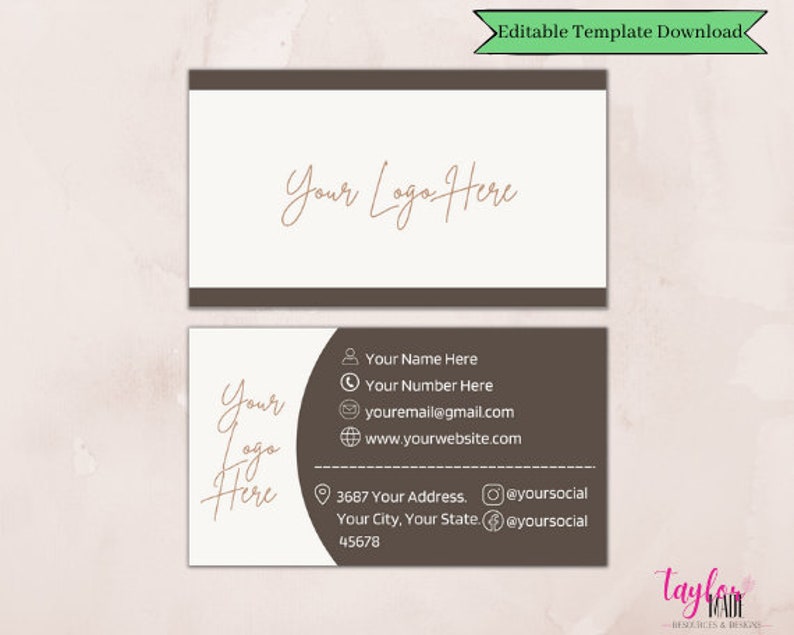 Neutral Business Card | Elegant Business Card| Editable | Diy-template ...