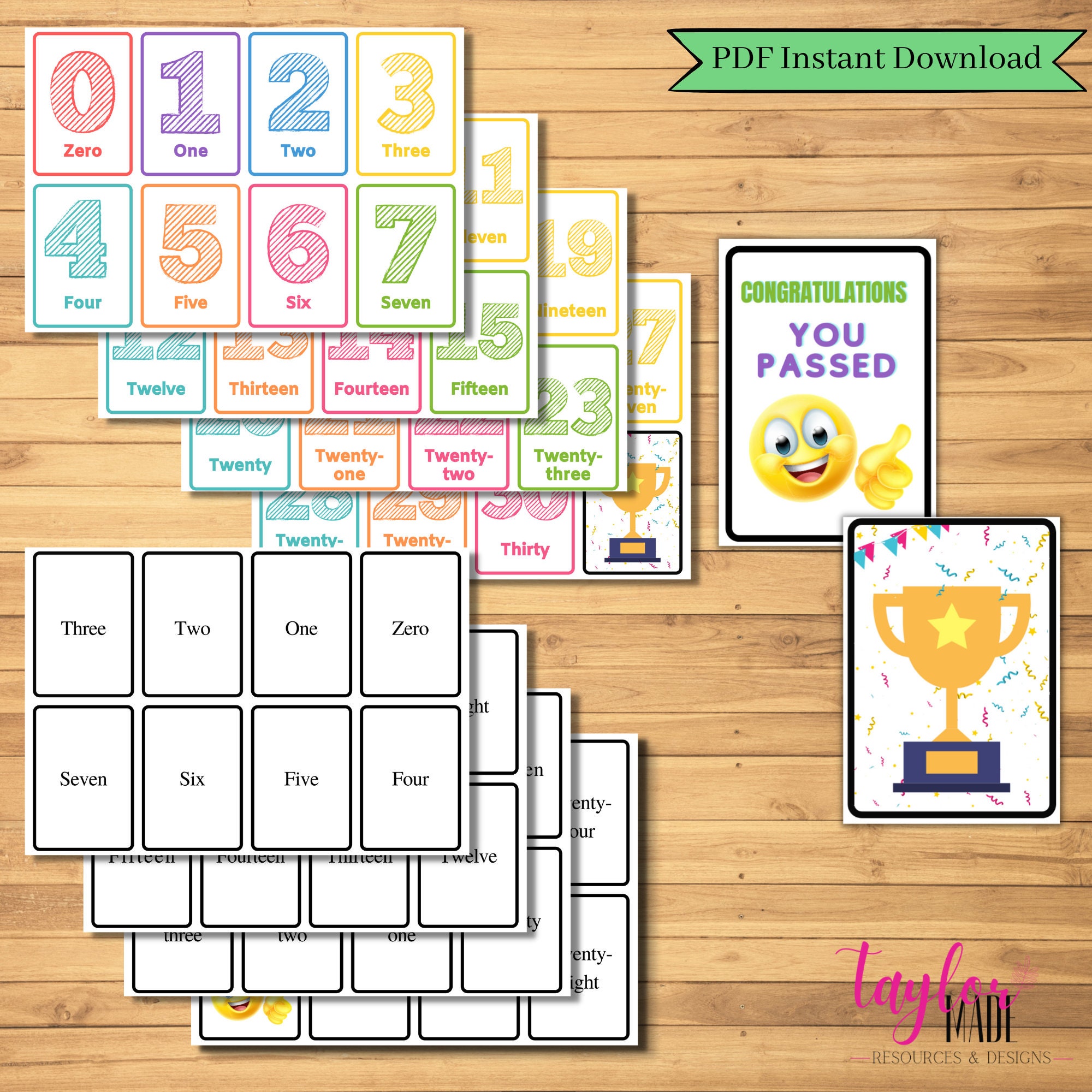 Numbers 1- 30 Flashcards| Toddler Preschool Education|printable Card ...