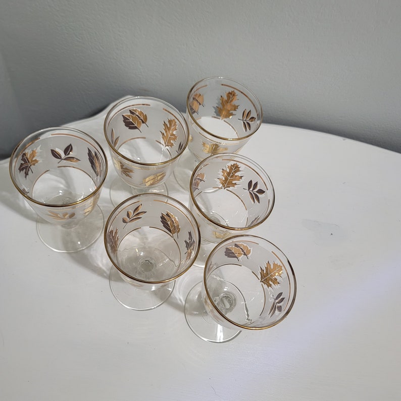 Frosted Gold Leaf Libby Water Goblets Set of 6 - Etsy