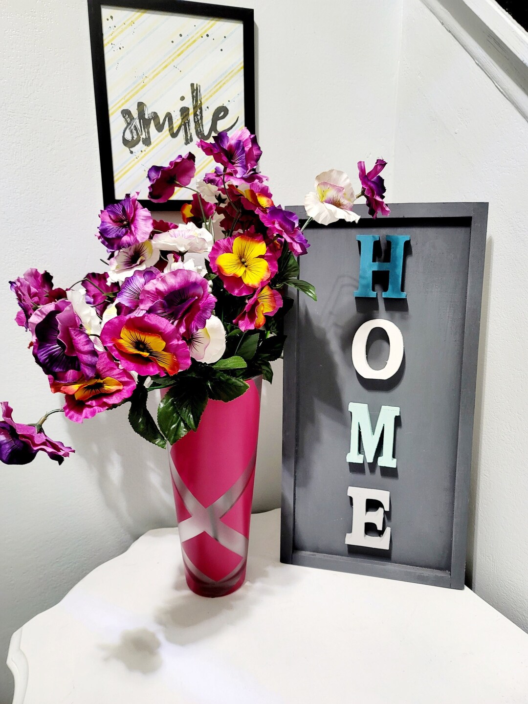 11 Inch Magenta Color Block Vase - Etsy