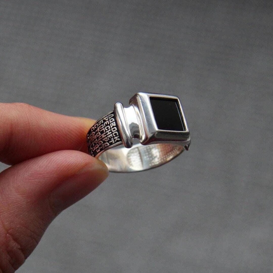 Orthodox Band Ring Black Onyx for Men and Women, Blacken Silver 925 ...