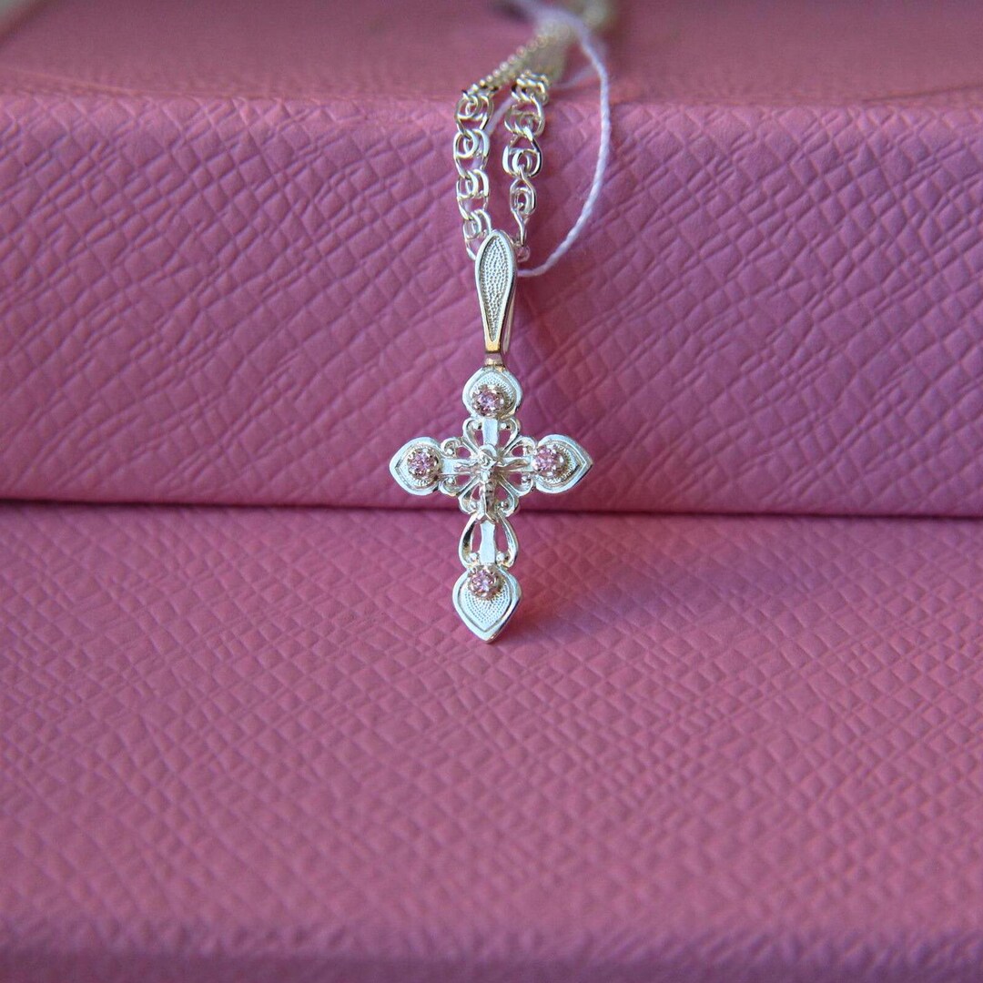 Small Vintage Orthodox Cross With Cyrillic Letter, Women Pendant With ...