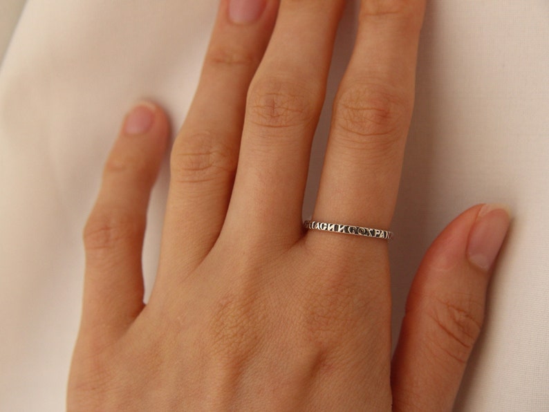 Thin Silver 925 Ring Cyrillic Letters Engraved for Men & Women, Russian ...