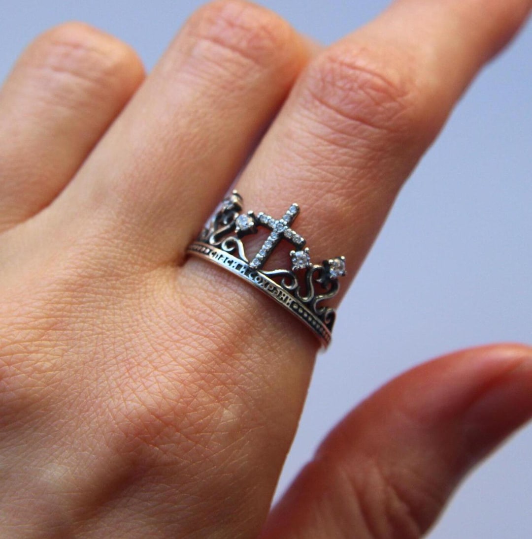 Women Orthodox Ring Silver 925 Crown Shape, Russia Eastern Orthodox ...