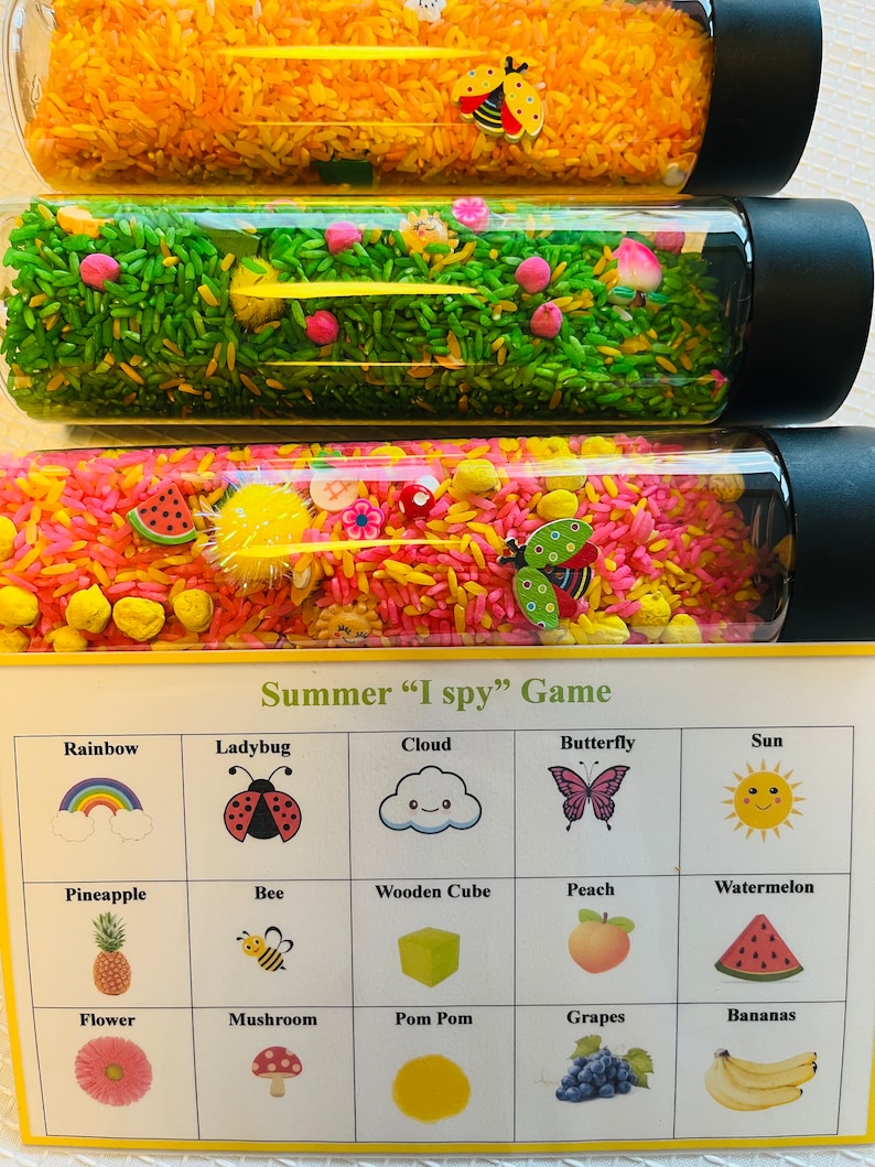 Sensory I Spy Bottles/montessori/i Spy Summer Sensory Bottle/sensory ...