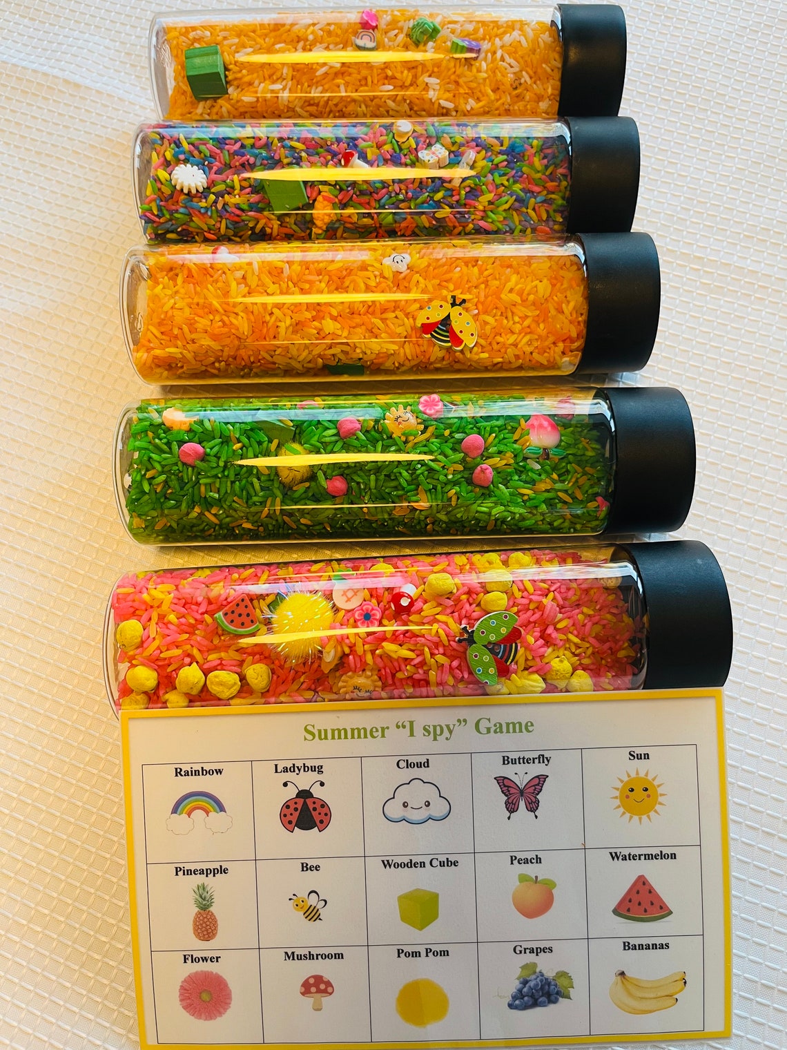 Sensory I Spy Bottles/montessori/i Spy Summer Sensory Bottle/sensory ...