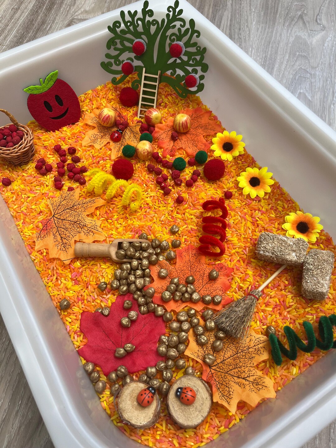 Apple Picking Sensory Bin: Montessori Fall Activity Kit - Etsy