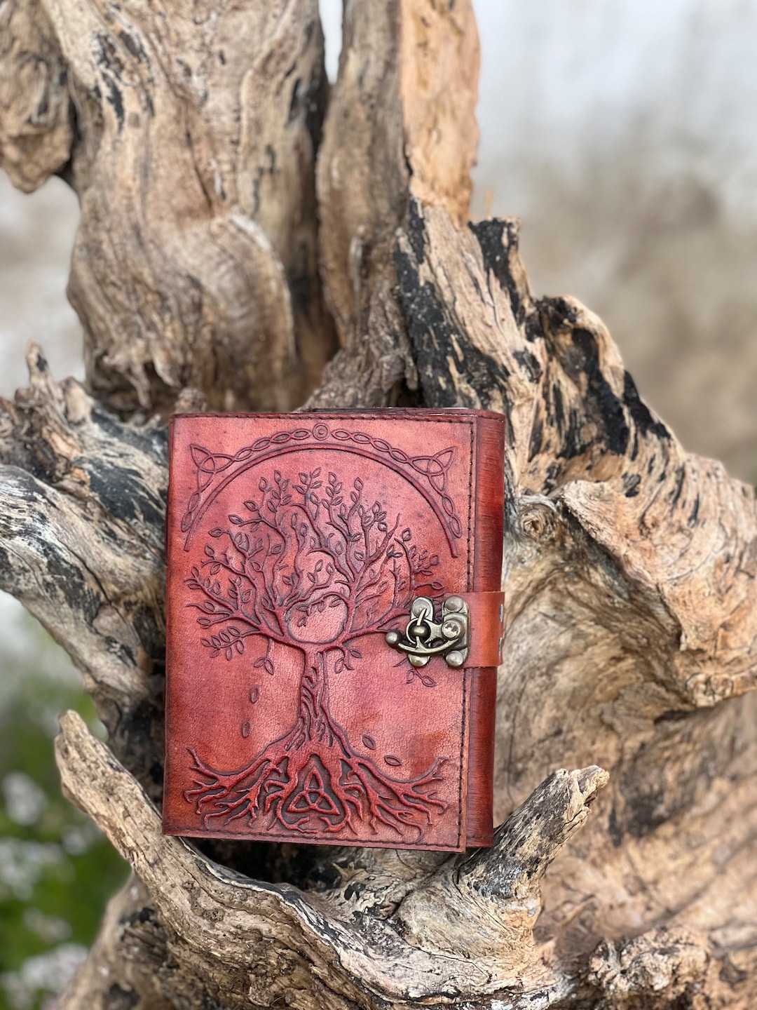Embossed Tree of Life Leather Journal: Personalized Wiccan Notebook - Etsy