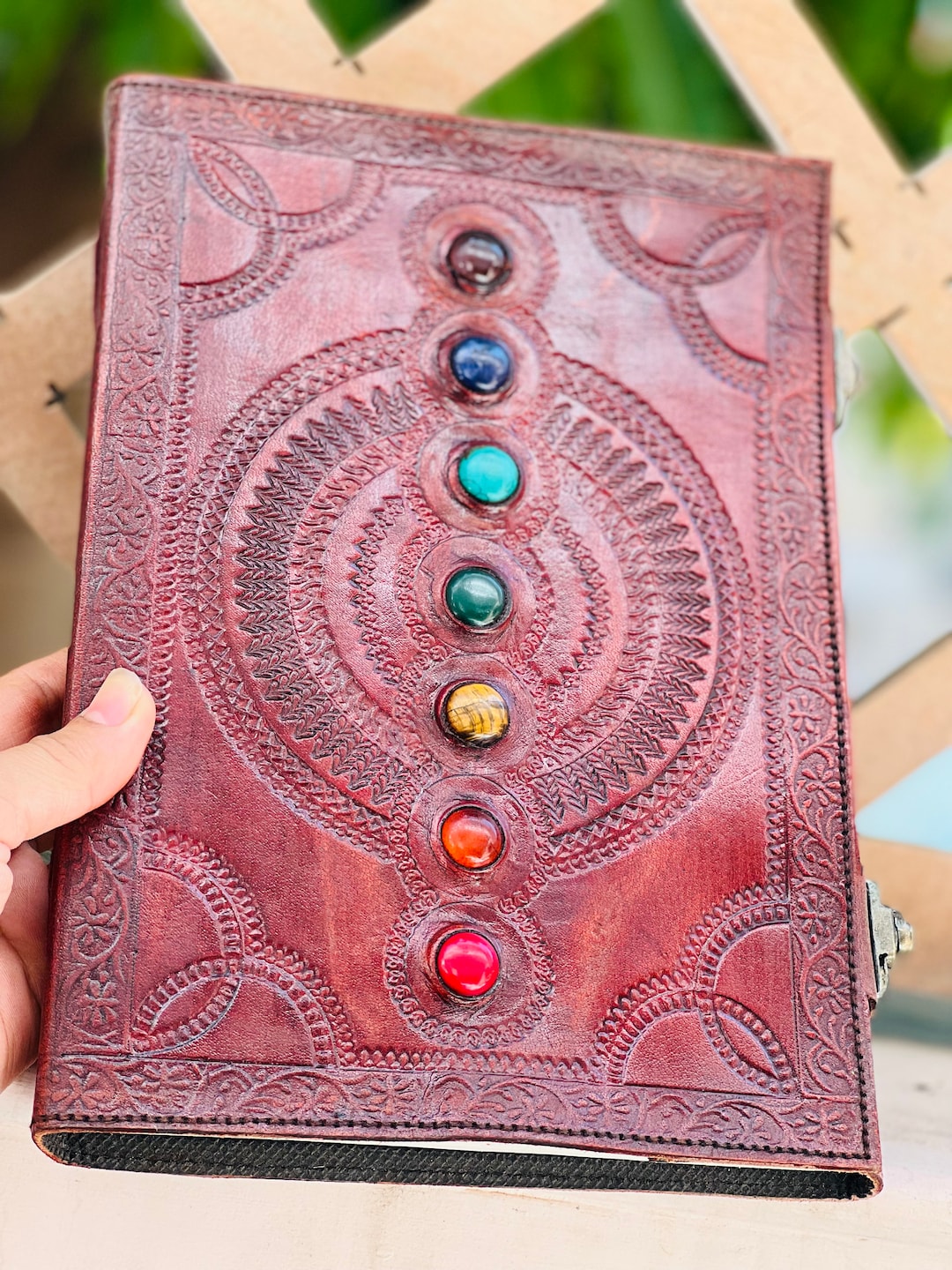 Handmade Leather Journal: Seven Stone Embossed Book of Shadows - Etsy