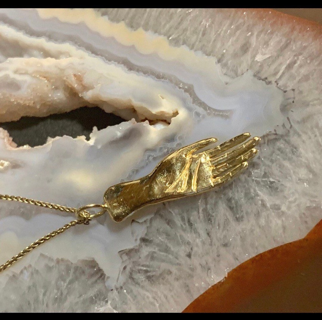Solid Gold Hand Talisman, 9K, 18k, Hand Amulet, Alchemy Jewelry ...