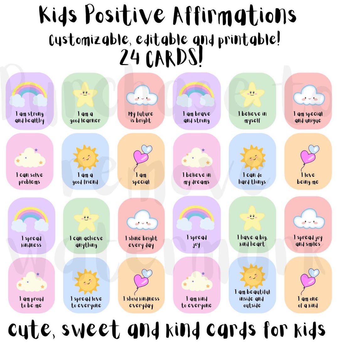 Kids Positive Affirmation Cards | Affirmation Cards for Kids | Positive ...