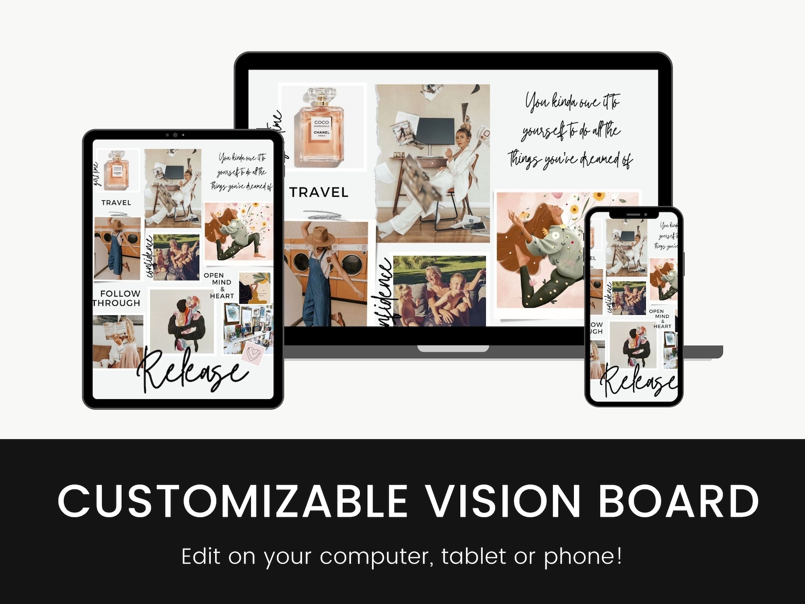 Calligraphy Digital Vision Board, 2024 Goal Planner, Downloadable ...