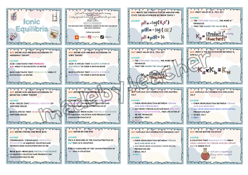 Chemistry Flashcards for A Level / Matriculation - Etsy