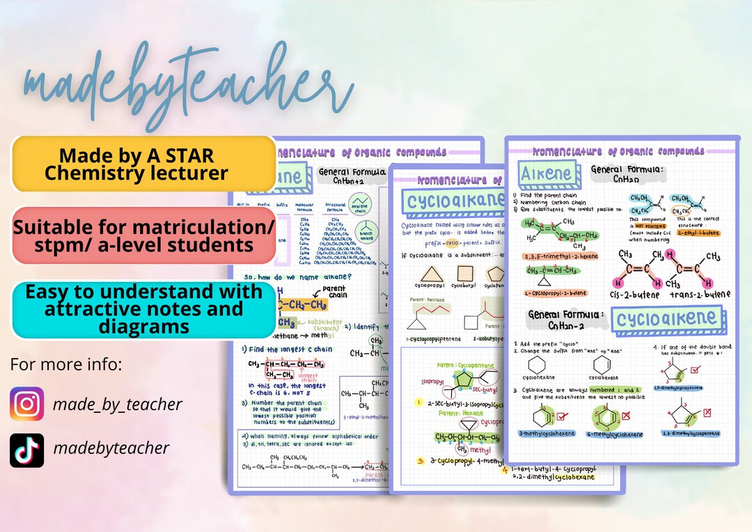 Organic Chemistry A Level Notes - Etsy