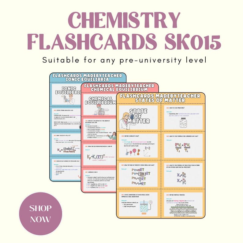 Chemistry Flashcards for A Level / Matriculation - Etsy