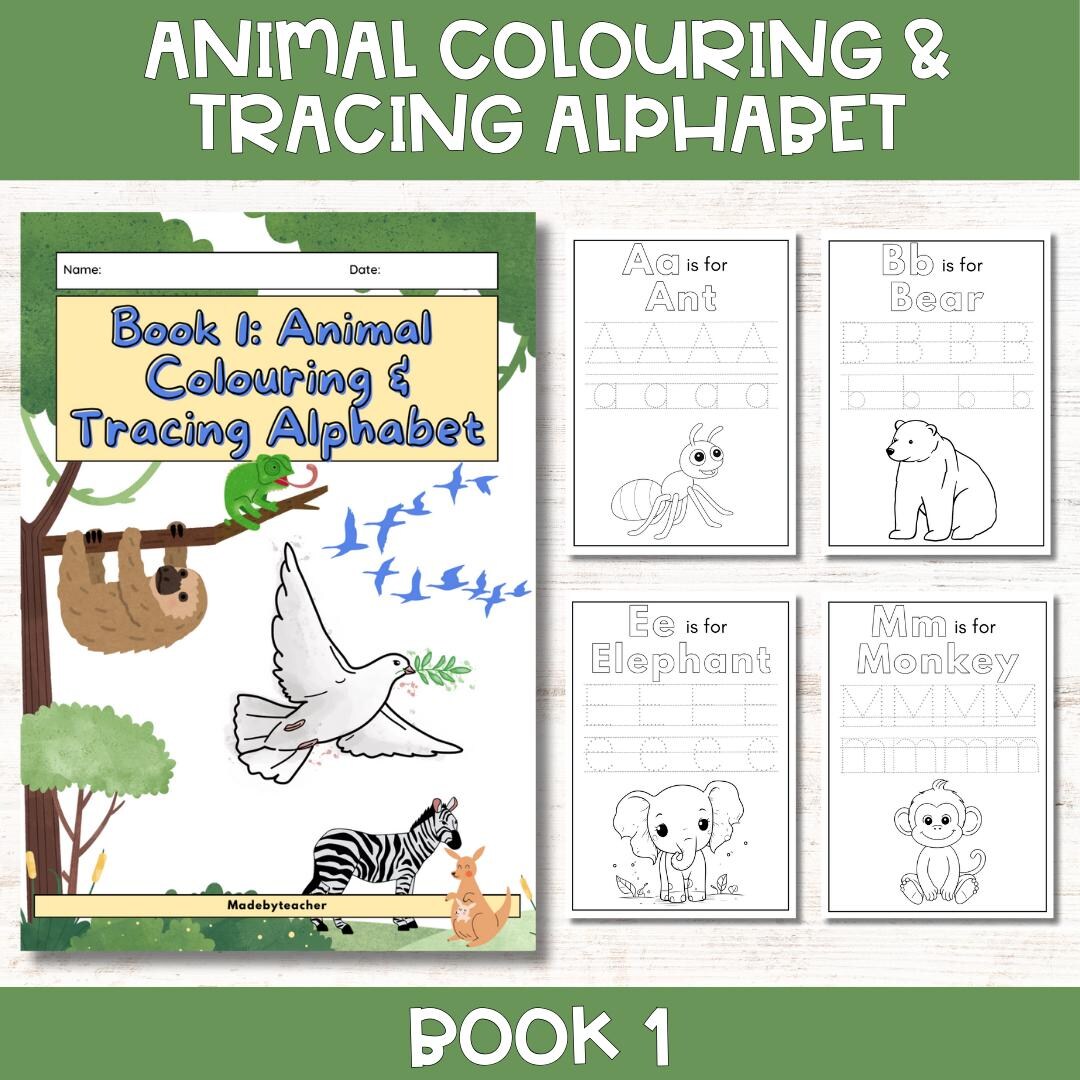 Animal Colouring & Tracing Alphabet Digital Book - Etsy