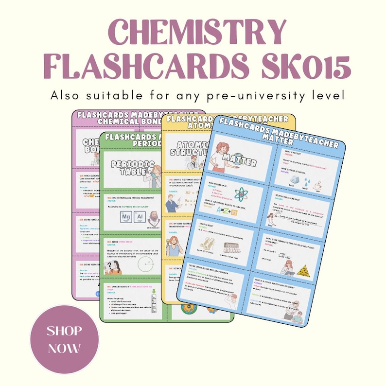 Chemistry Flashcards for A Level / Matriculation - Etsy