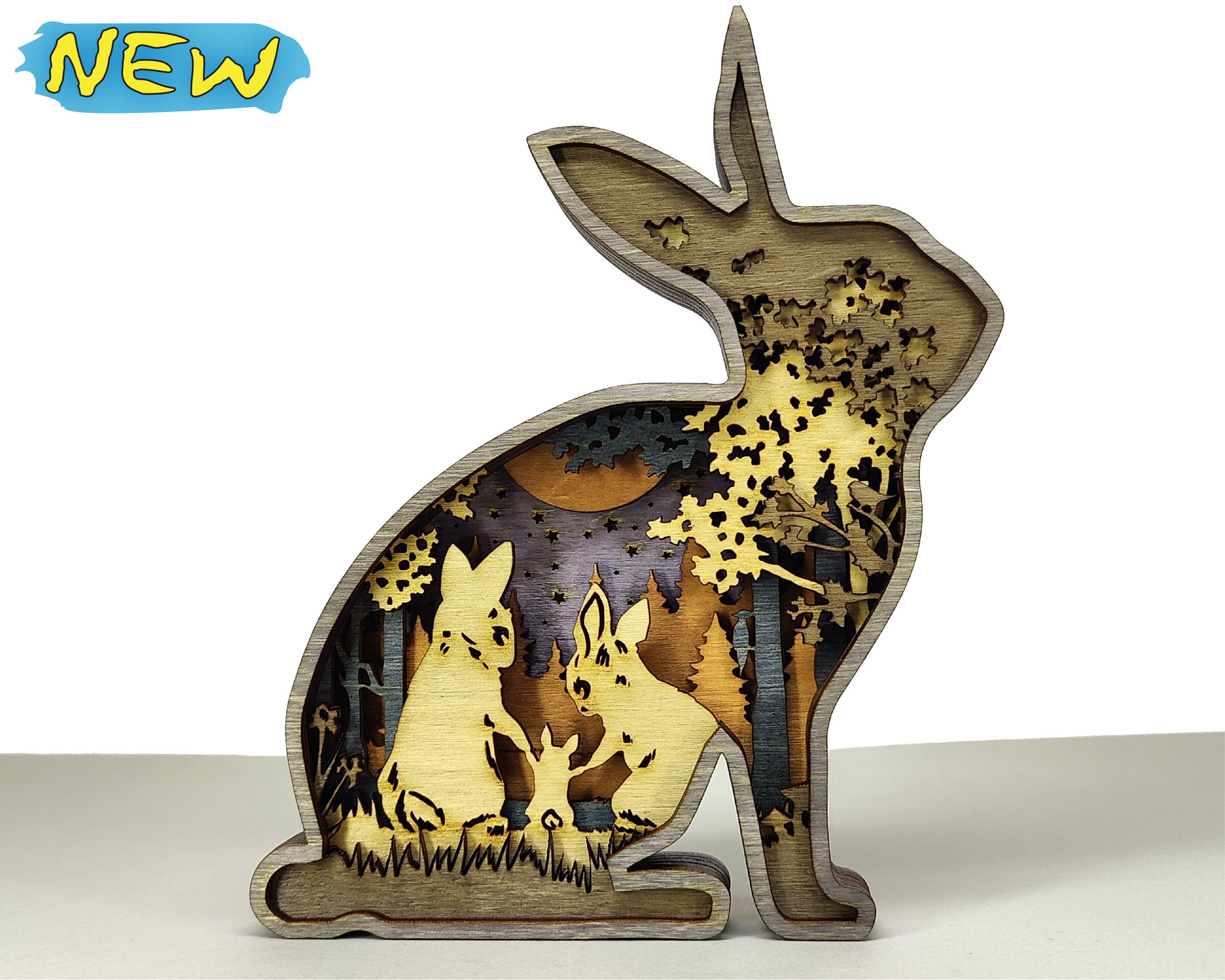 Rabbit SVG Laser Cut Files 7 Layer Art Piece for Glowforge - Etsy