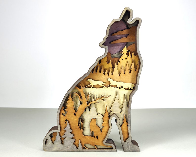 Wolf SVG Laser Cut Files 9 Layer Art Piece for Glowforge - Etsy Canada