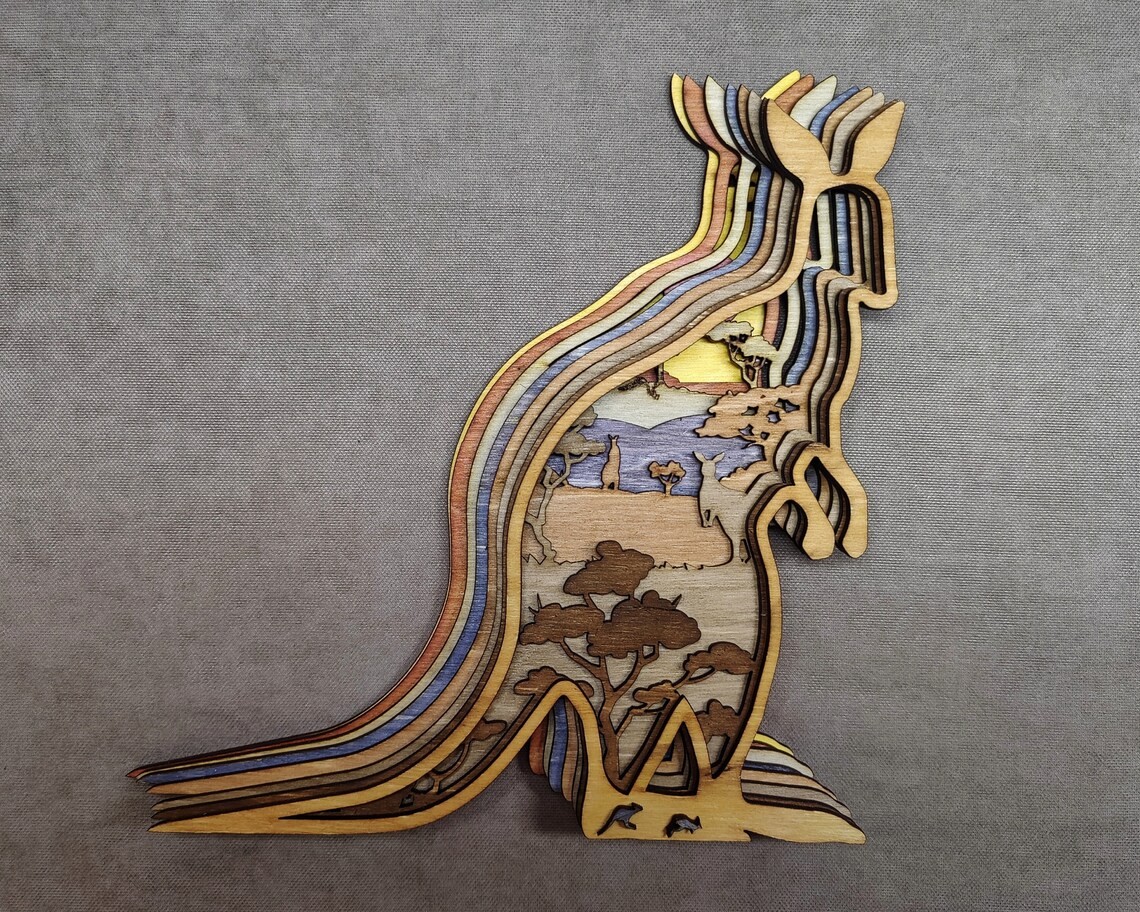 Kangaroo SVG Laser Cut Files 7 Layer Art Piece for - Etsy
