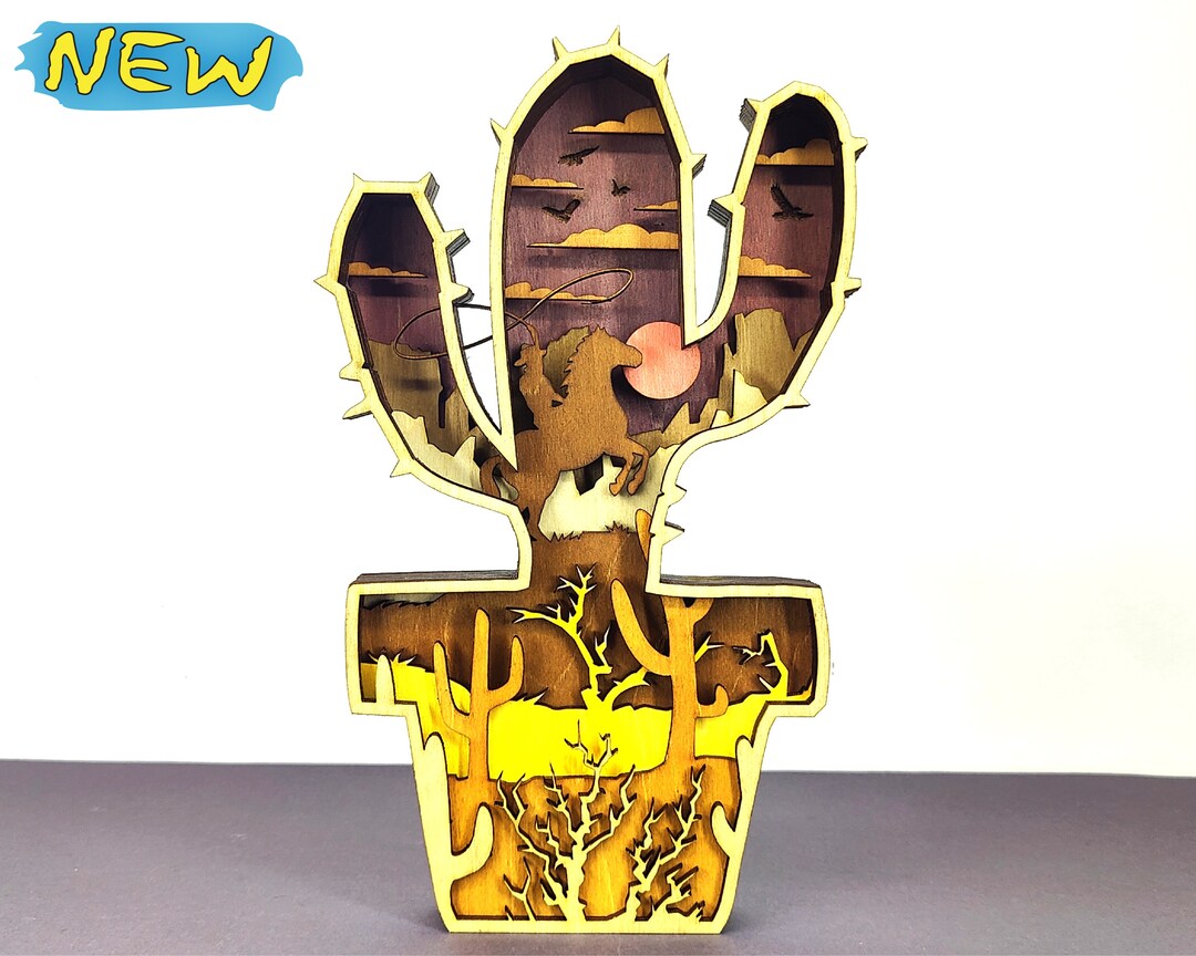 Cactus SVG Laser Cut Files 8 Layer Art Piece for Glowforge - Etsy UK