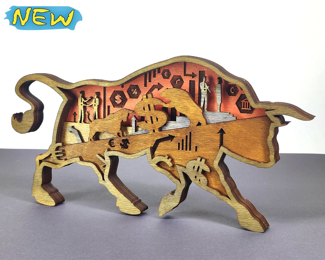 Bull SVG Trading Svg Bull and Bear Laser Cut Files 5 Layer - Etsy UK