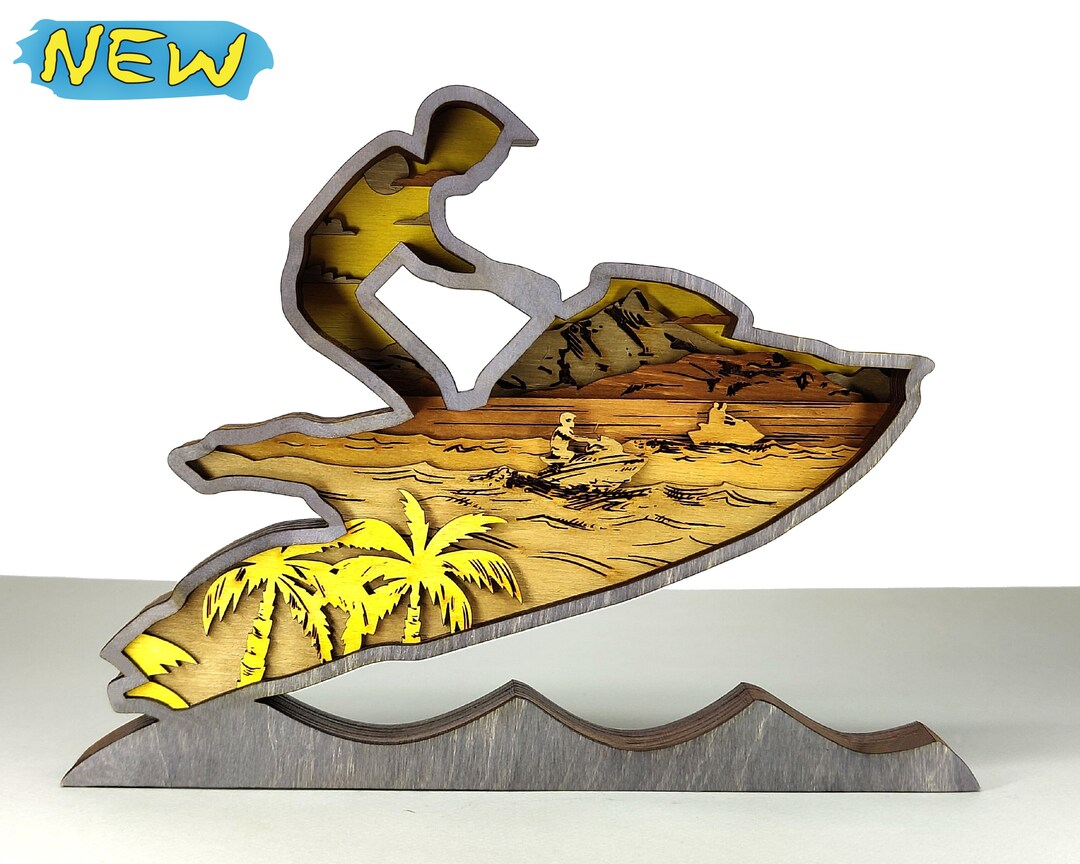 Jet Ski SVG, Laser Cut Files 8 Layer Art Piece for Glowforge Multi ...