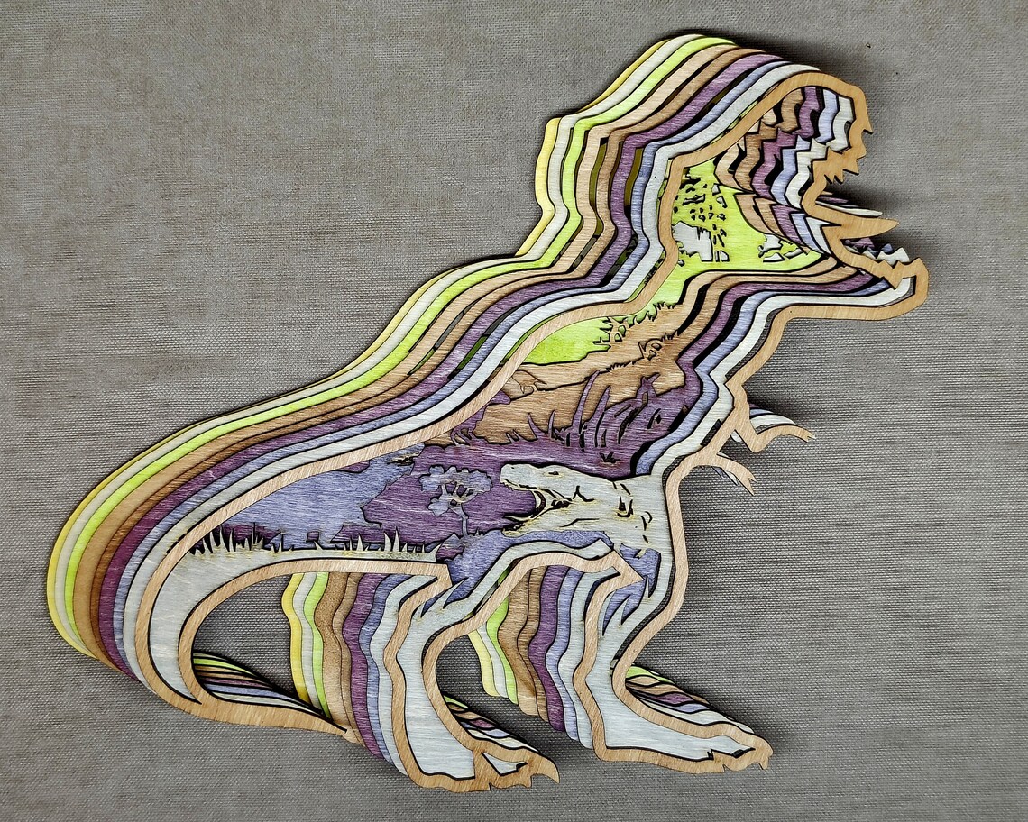 T-rex Laser Cut File Multilayer 9 Layer Art Piece for - Etsy