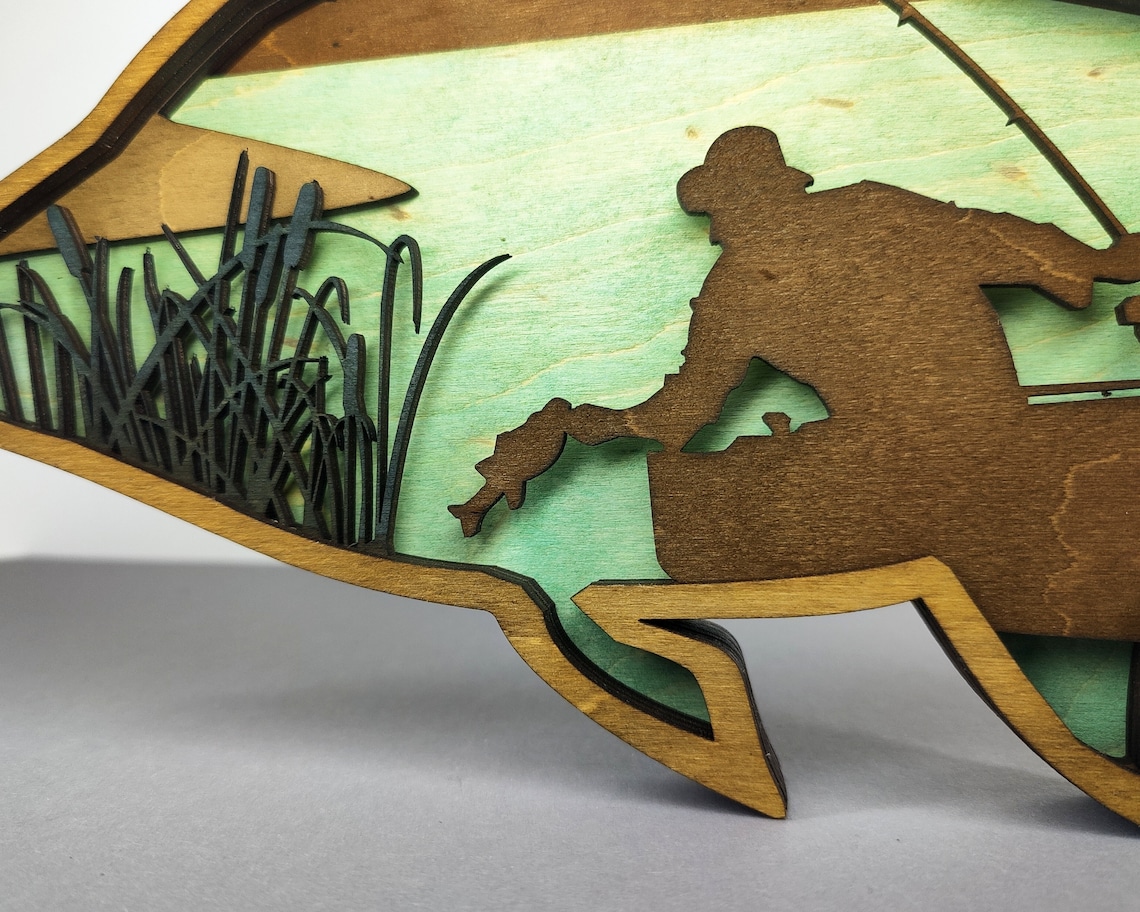 Fishing Svg Fish Layered Laser Cut Files 6 Layer Art - Etsy Canada